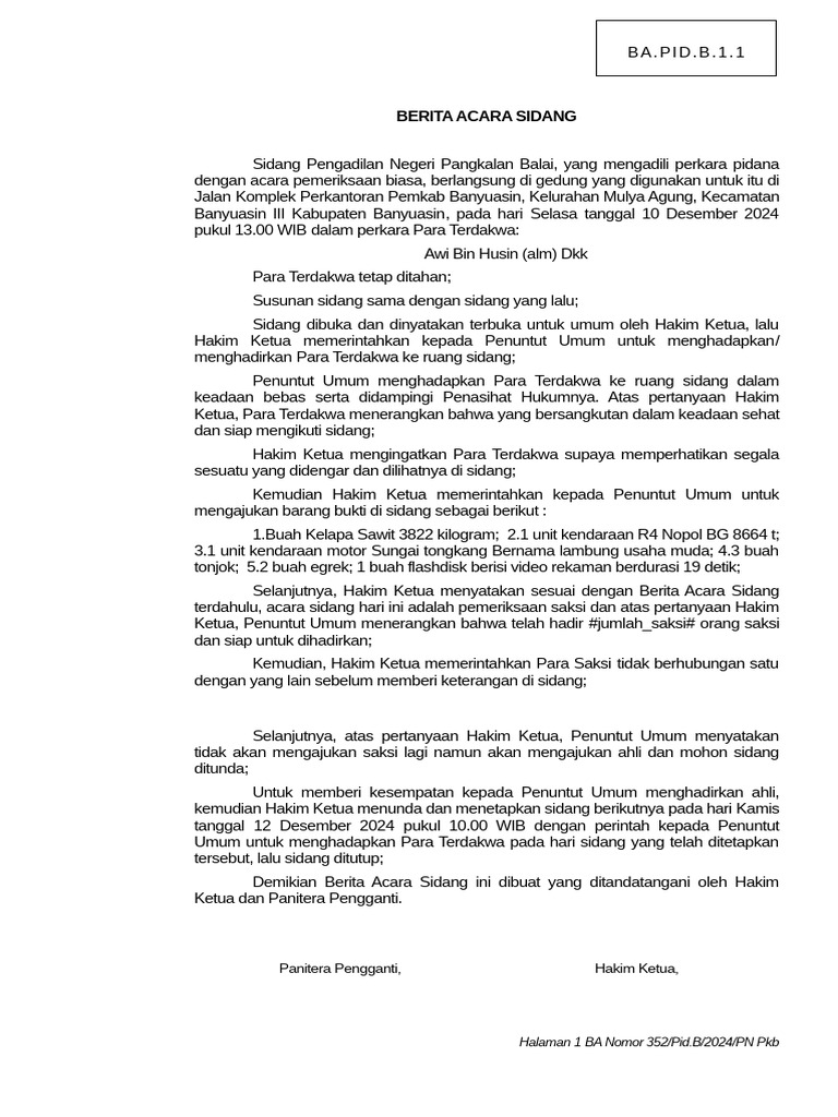 B 1 1 BA PID B LANJUTAN 4352 Pid B 2024 PN PKB | PDF