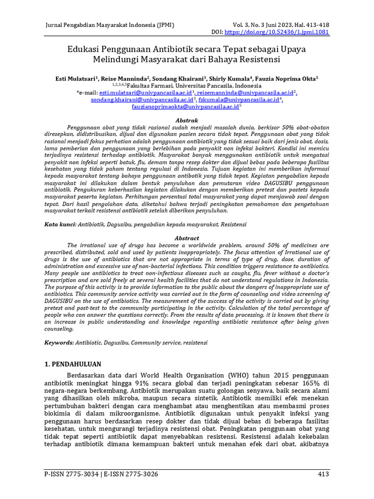Edukasi Penggunaan Antibiotik Secara Tepat Sebagai | PDF