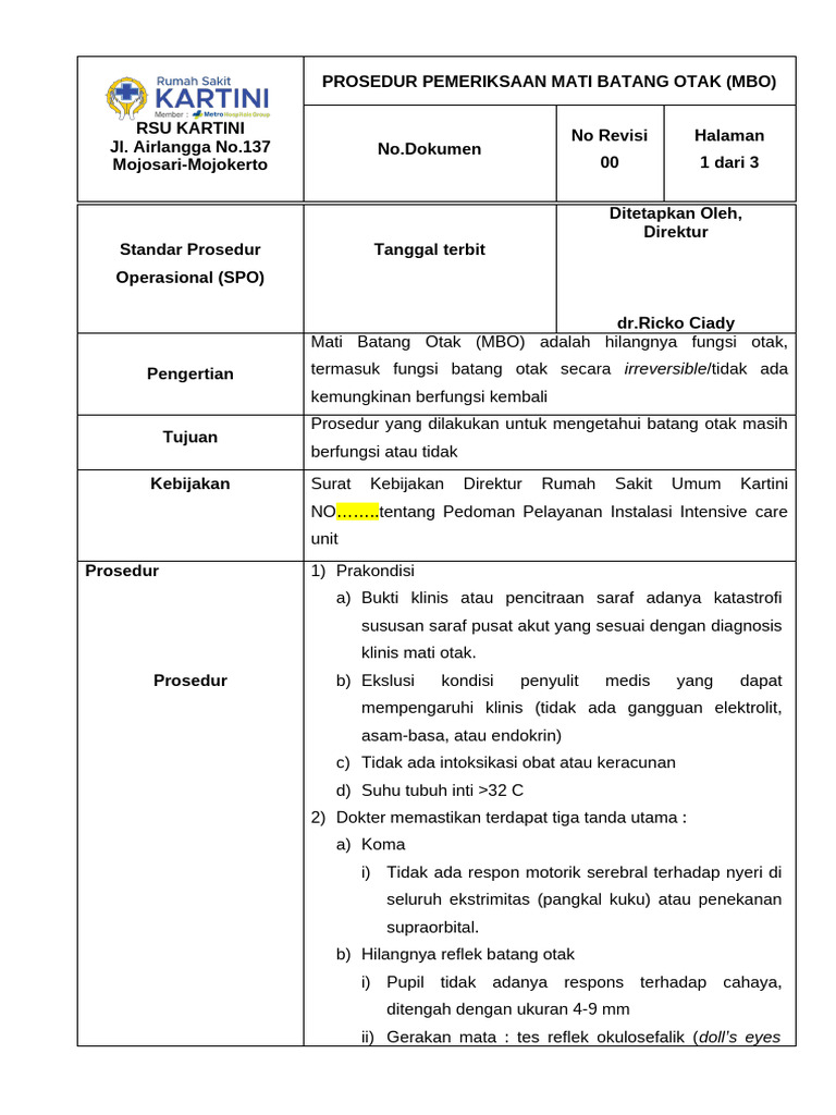 Format SPO Pemeriksaan MBO | PDF