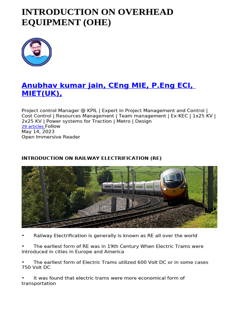 Introduction On Overhead Equipment (Ohe) | PDF | Rail Transport ...