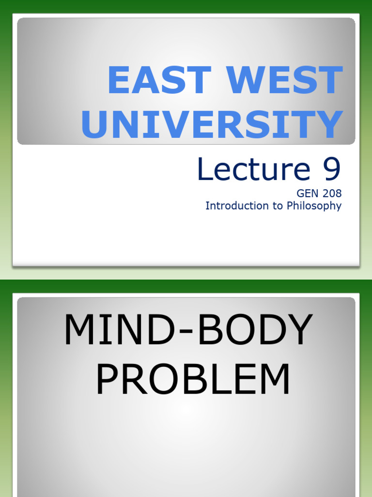 EWU-208- Lecture 9.ppt | PDF | Mind | Metaphysics