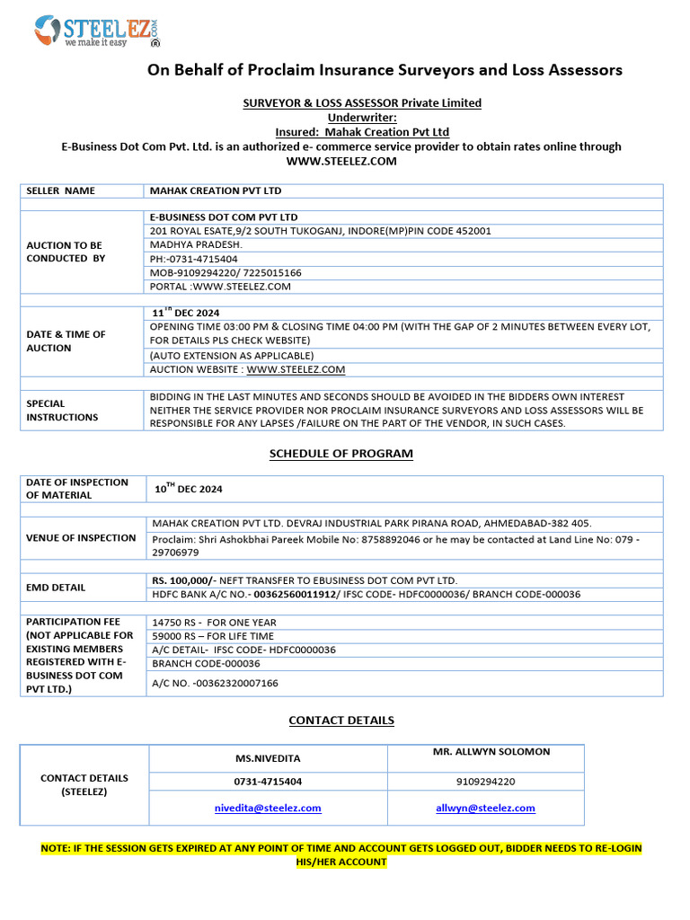Proclaim Insurance. 11th Dec 2024 | PDF | Auction