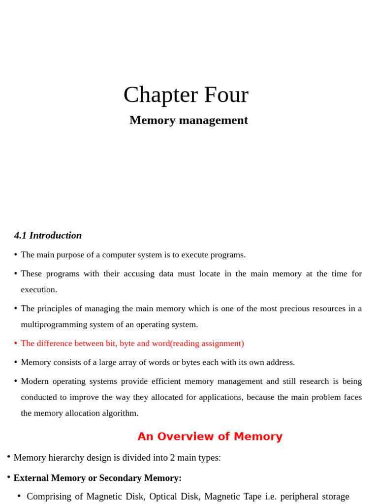 Os Chapter Four | PDF | Computer Data Storage | Process (Computing)