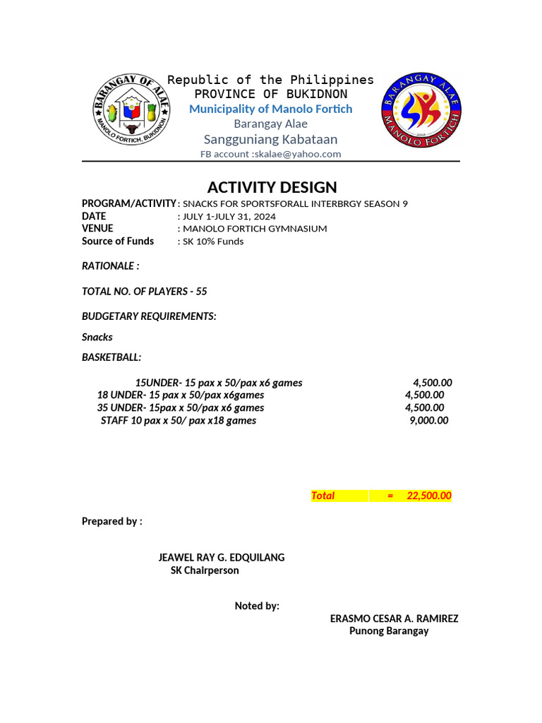 Activity Design 2024 Season 9 | PDF