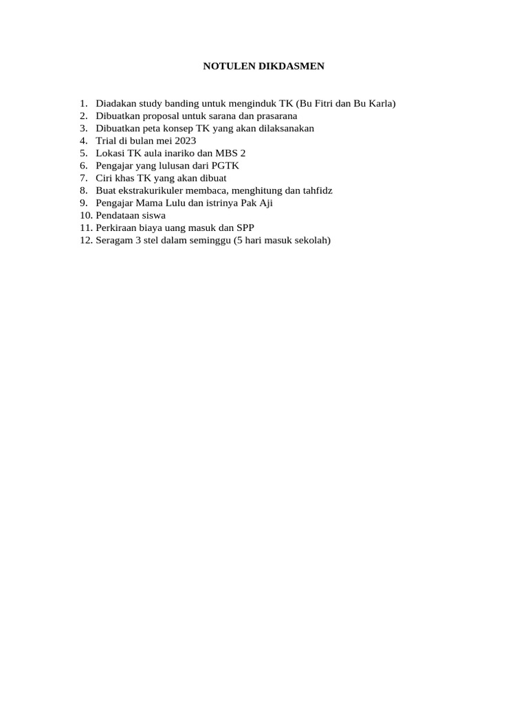 Notulen Dikdasmen | PDF