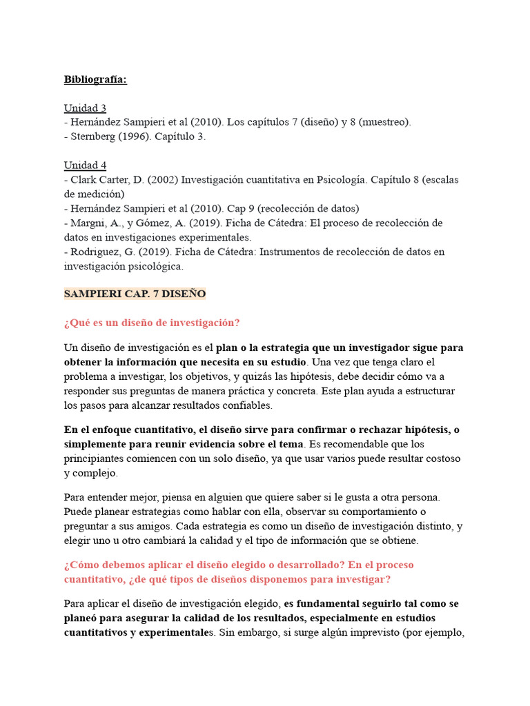 Sampieri Cap.7 Diseño | PDF | Experimentar | Caso de estudio