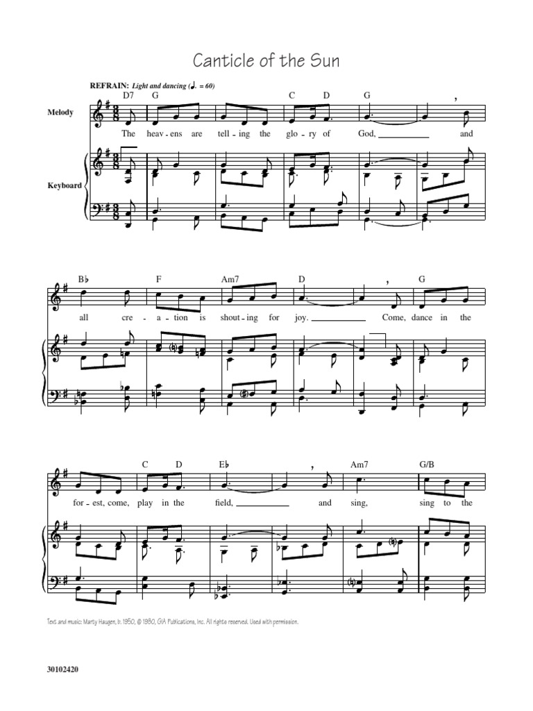 Canticle of The Sun - Marty Haugen (Music Sheet) | PDF