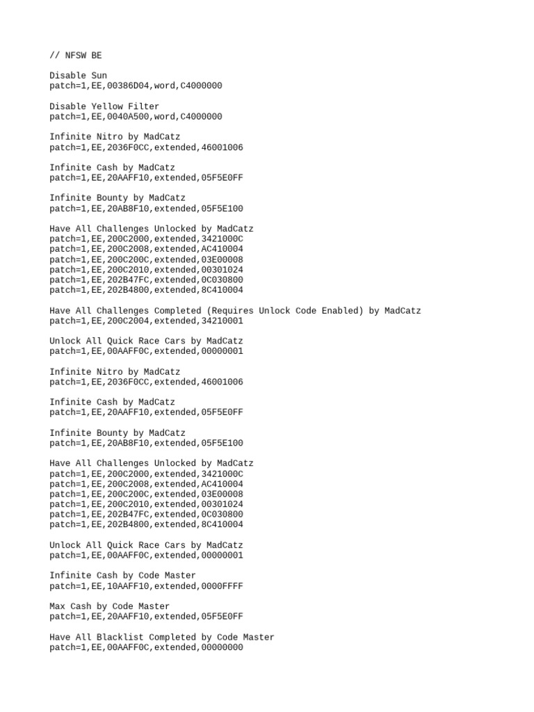 0518D274.Pnach - Unlimited All | PDF