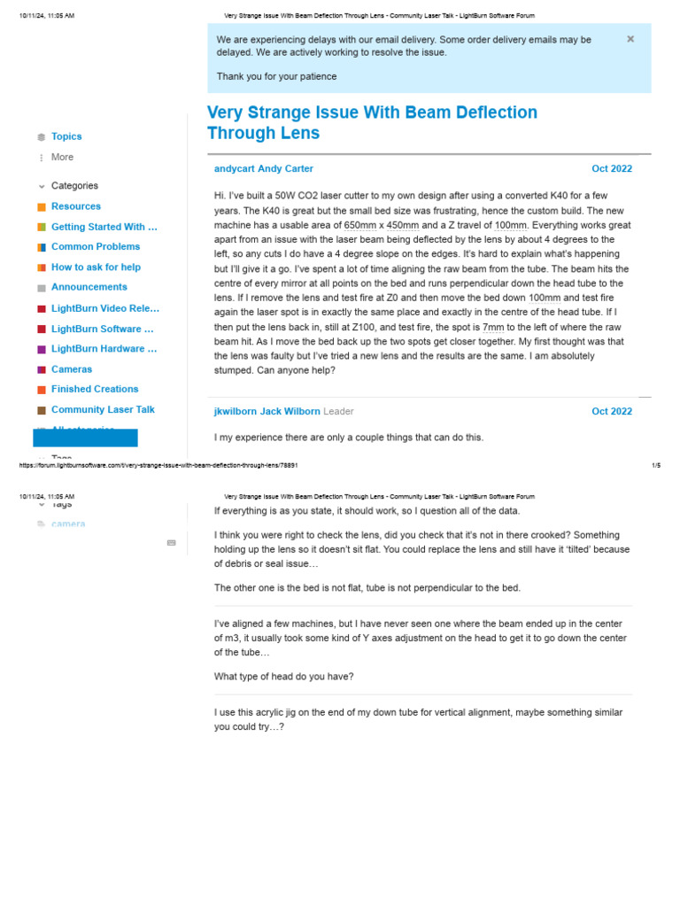 Very Strange Issue With Beam Deflection Through Lens - Community Laser Talk - LightBurn Software ...