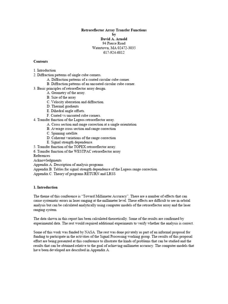 Arnold - Retroreflector Array Transfer Functions | PDF | Polarization ...