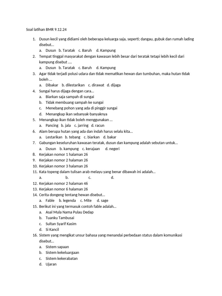 Soal latihan BMR 9 | PDF
