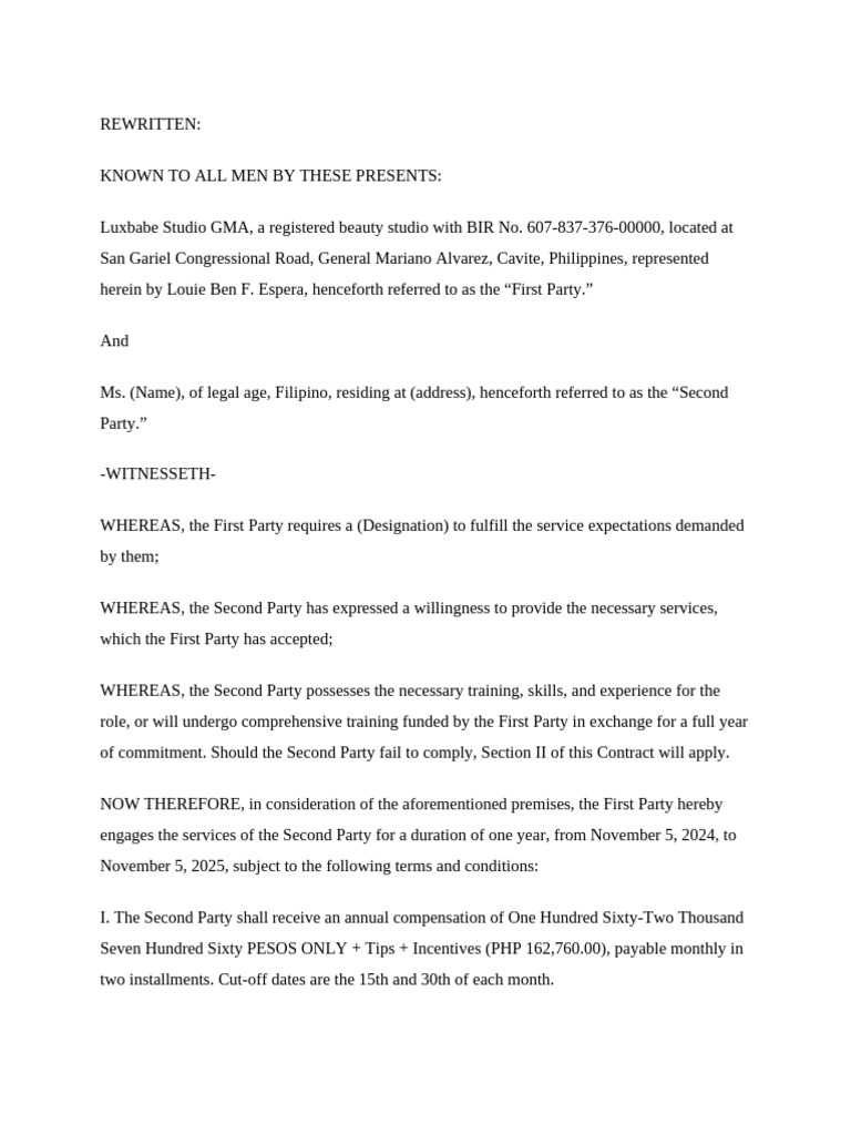 Contract 2 | PDF | Overtime | Private Law