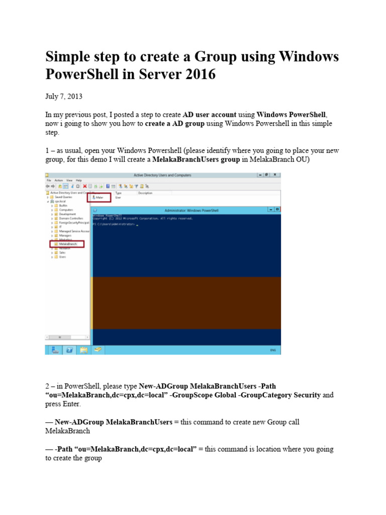 Create AD Group with PowerShell | PDF