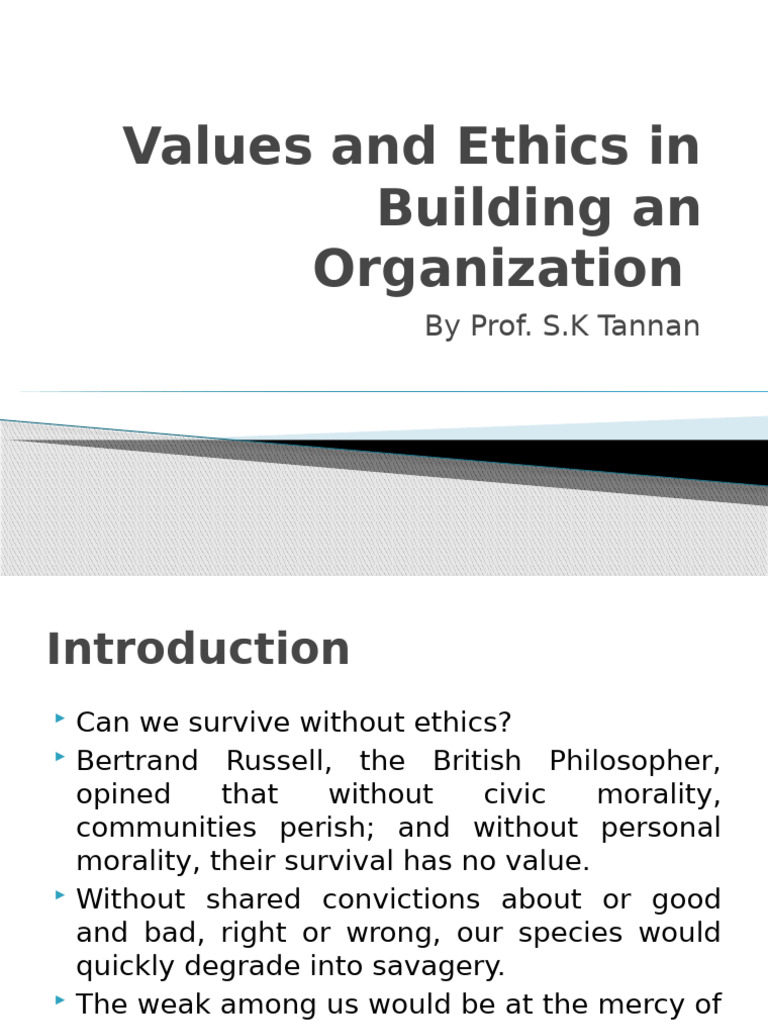 Values and Ethics in Building An Organization | PDF | Morality ...