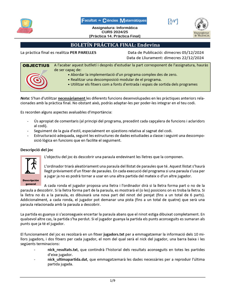 Practica Final 2024 Guion VAL | PDF