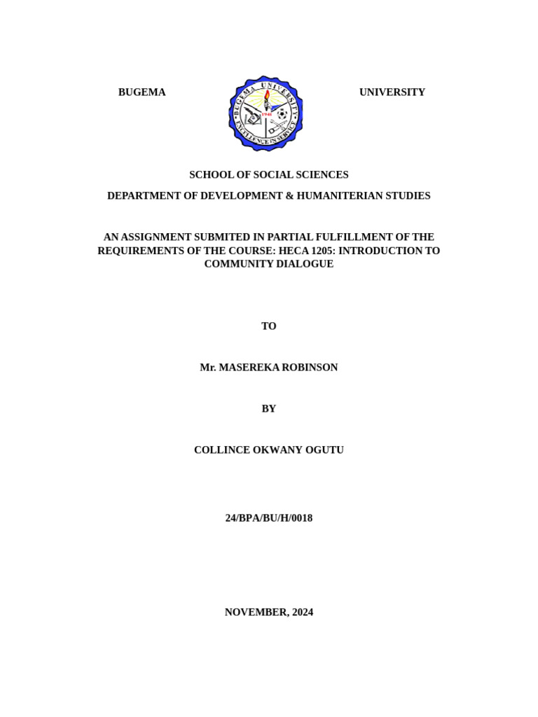 COLLINCE OKWANY OGUTU Dialogue | PDF | Mediation | Conflict Resolution