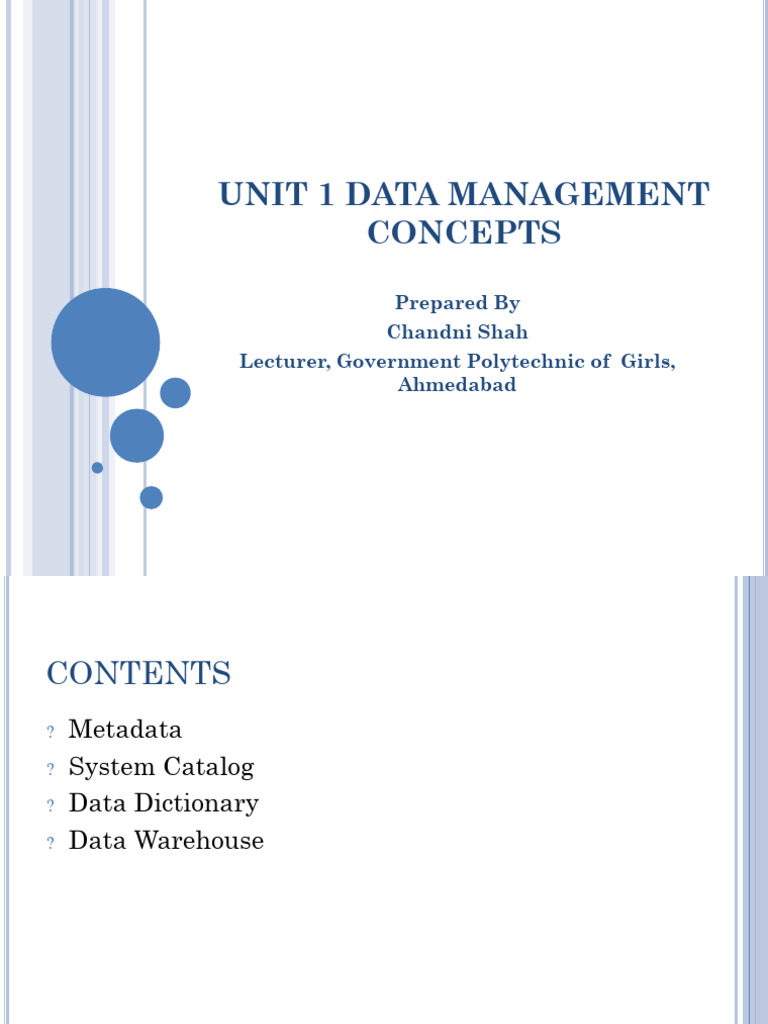 UNIT 1 Lecture 4.Pptx | PDF | Metadata | Databases UNIT 1 Lecture 4.Pptx | PDF | Metadata | Databases
