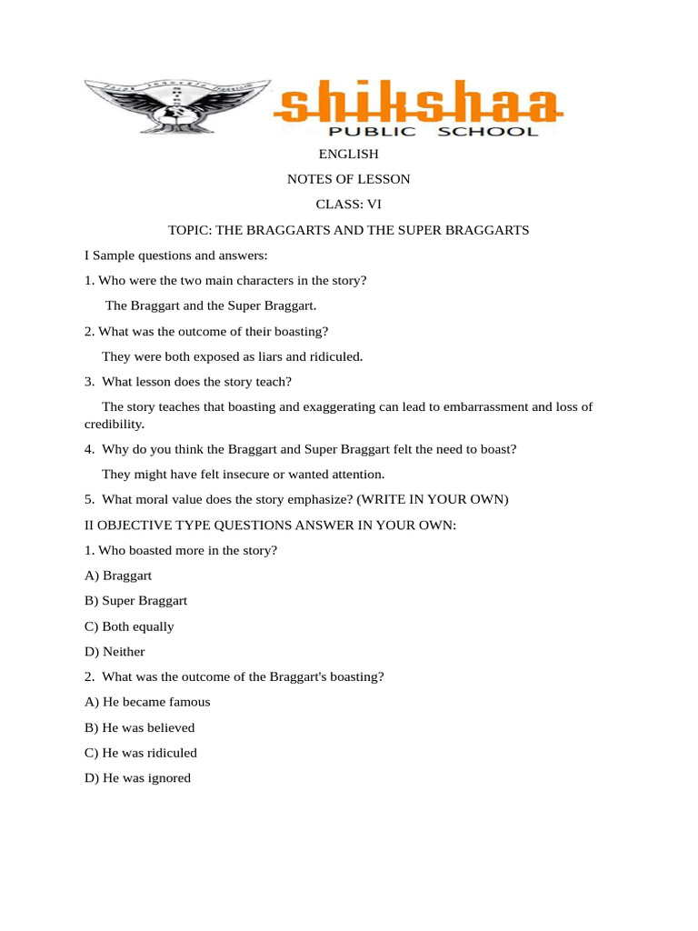 The Braggarts: A Lesson in Boasting | PDF