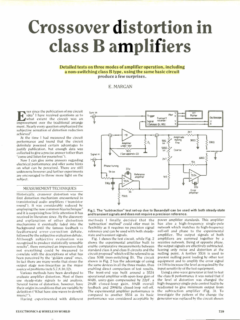 Crossover distortion in class B amps (Margan 1987) | PDF | Amplifier ...