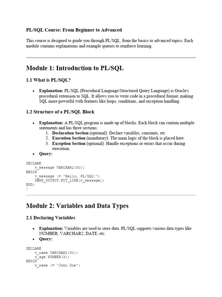 Oracle Core PL SQL Commads and Guidance | PDF | Pl/Sql | Sql