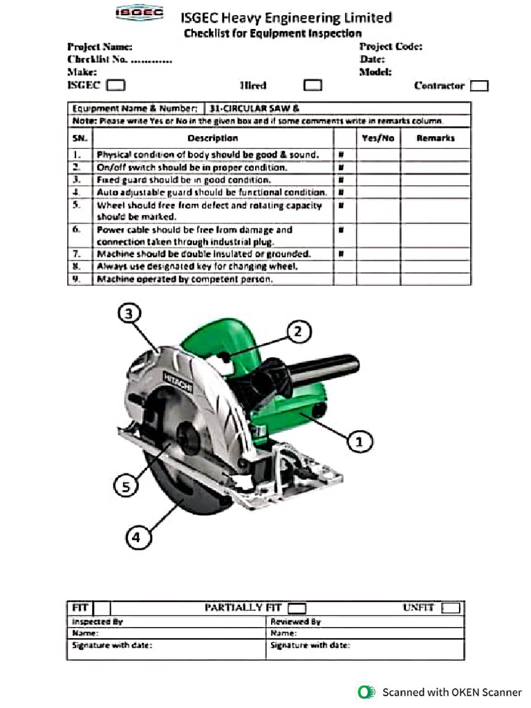 Cutter Machine Check List | PDF