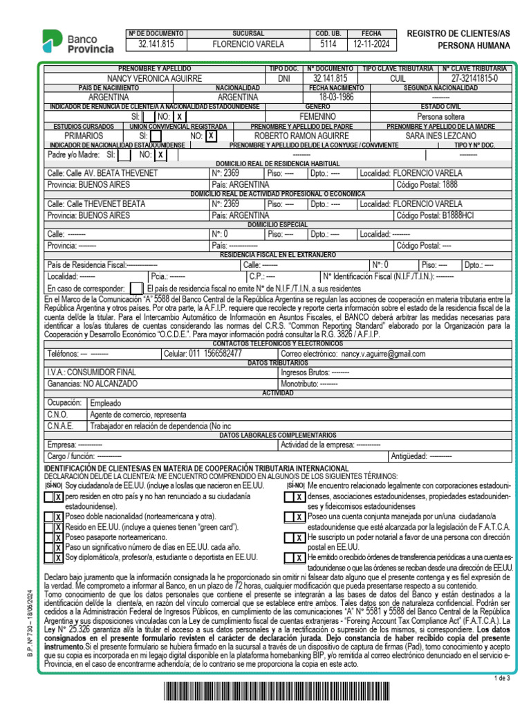 Registro de Clientes - Persona Humana | PDF | Gobierno