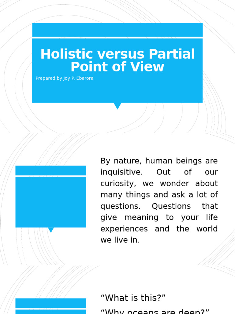 Holistic Versus Partial Point of View | PDF