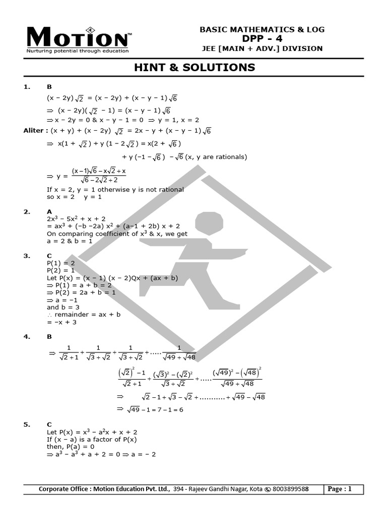 BasicMaths Log DPP-4 (JEE) Solution @GB Sir | PDF | Mathematics