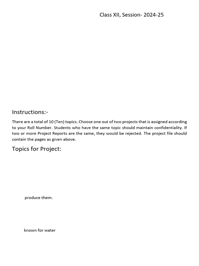 Class XII Project Portfolio Guide | PDF | Essays