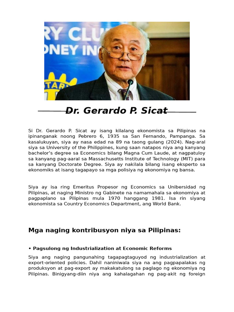 Dr. Gerardo Sicat | PDF