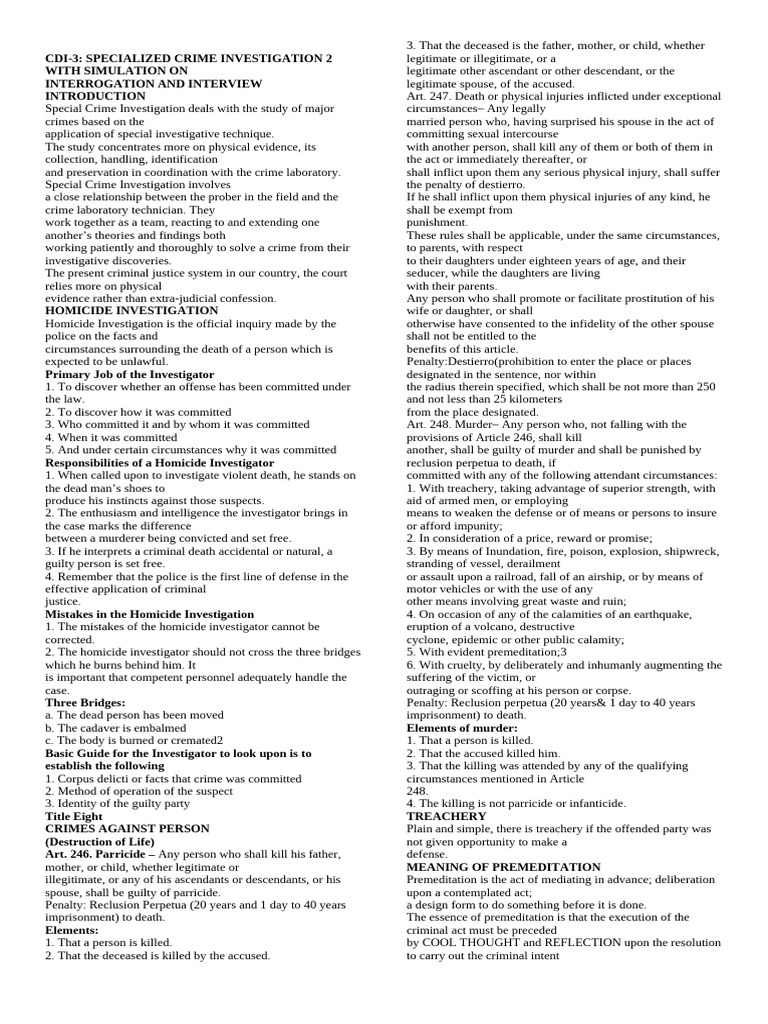 CDI 3 Specialized Crime Invest. 2 | PDF | Miranda Warning | Interrogation