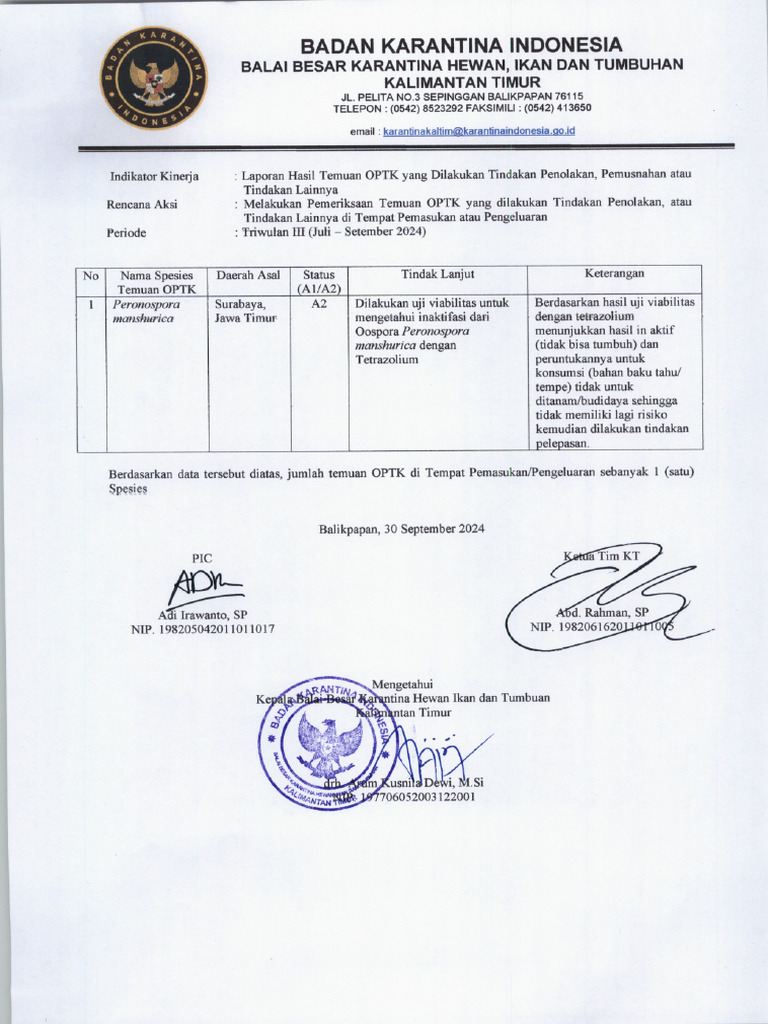 Laporan Hasil Temuan OPTK | PDF