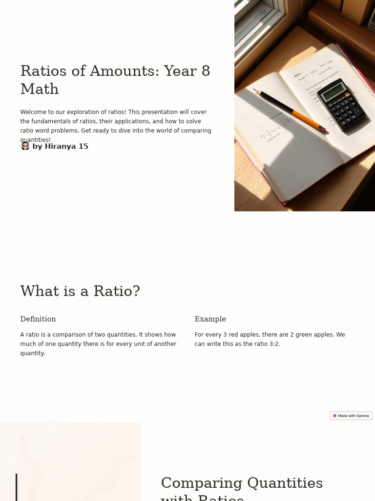 Understanding Ratios for Year 8 Math | PDF | Ratio | Quantity