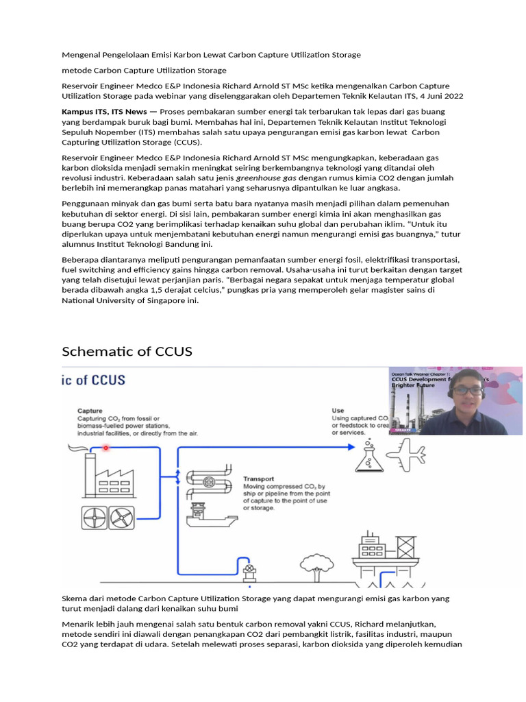 Pengelolaan Emisi Karbon Lewat Carbon Capture Utilization Storage (CCUS) | PDF