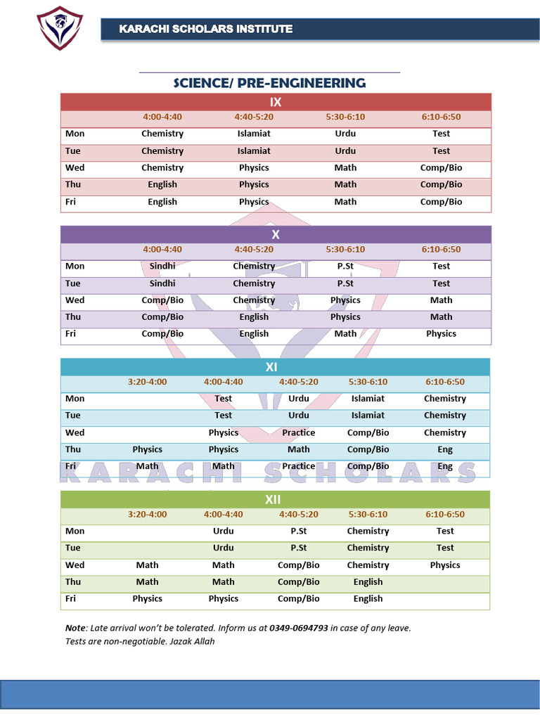 Revised 4 PM Timetable-2 | PDF