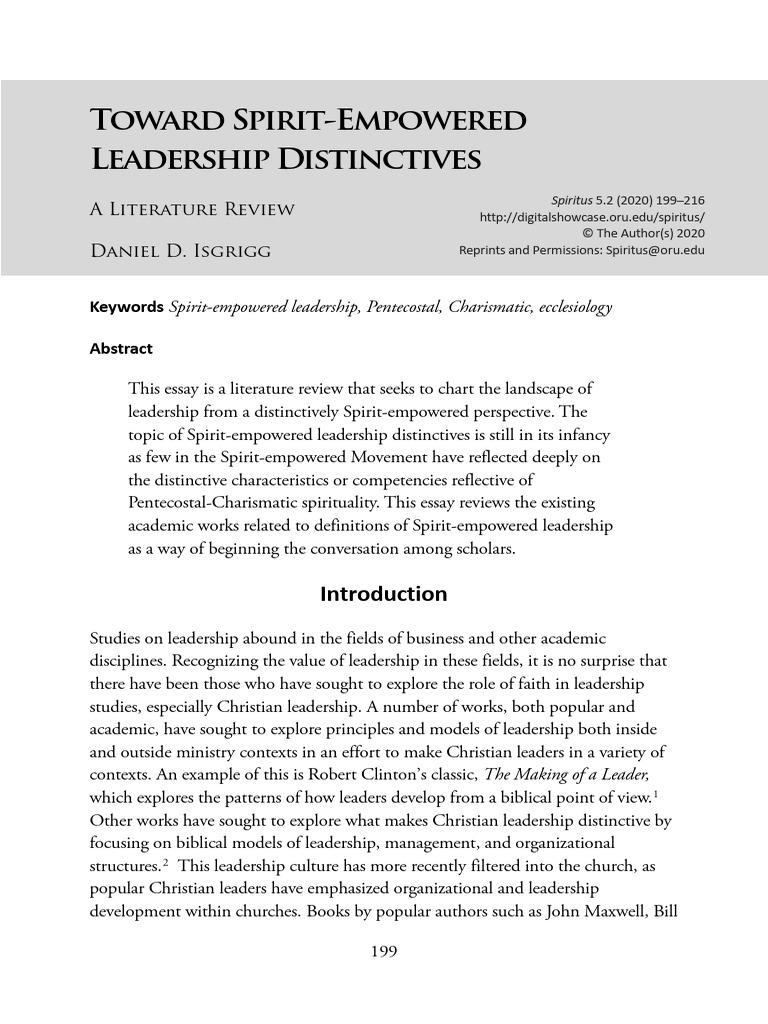 Assemblies of God Toward Spirit-Empowered Leadership Distinctives - A ...