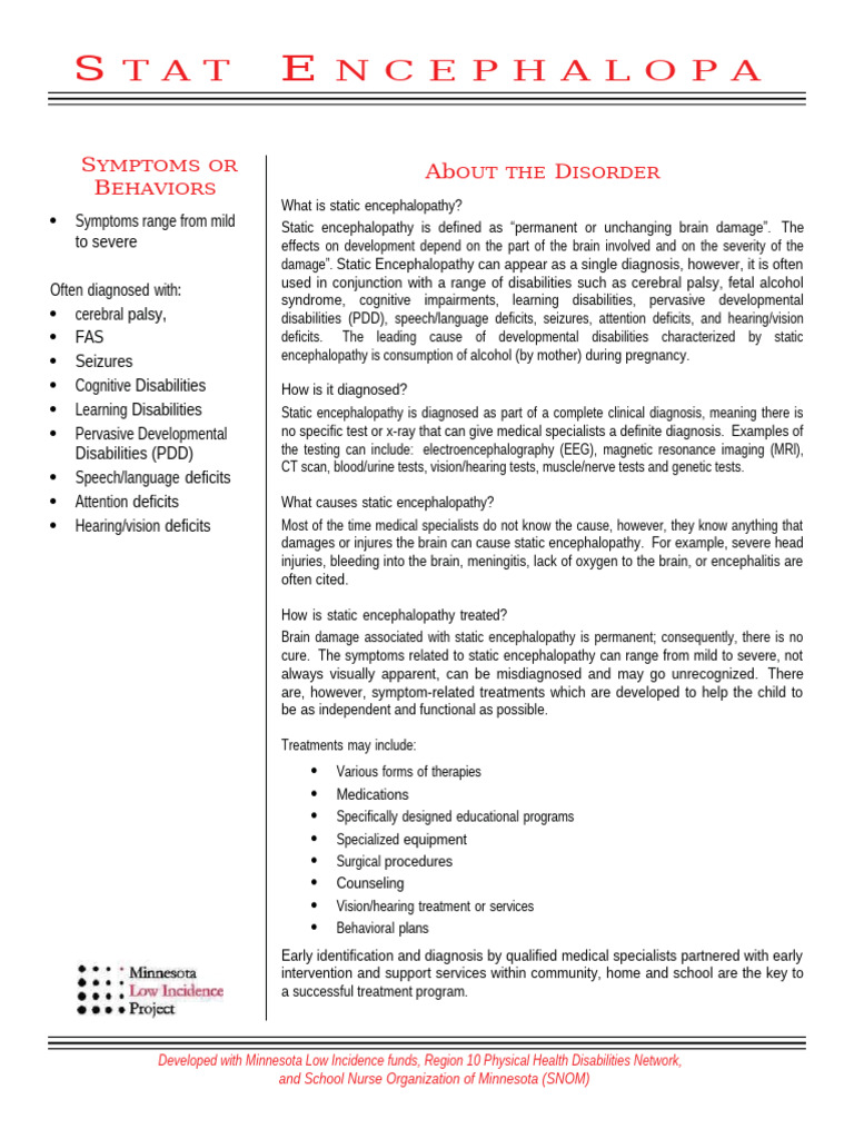 Static_Encephalopathy | PDF | Cerebral Palsy | Pervasive Developmental ...