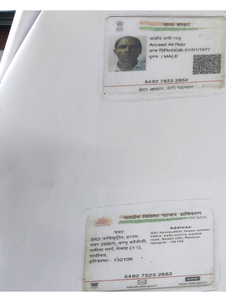 Adhar Card Ali Raju | PDF