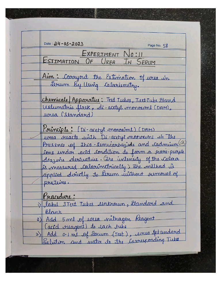 Estimation of Urea in Serum | PDF