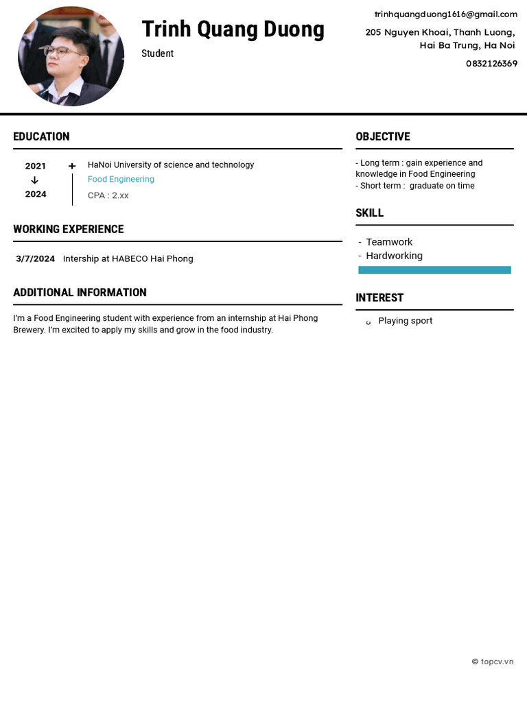 CV Trinh Quang Duong - CV duong-TopCV - VN | PDF