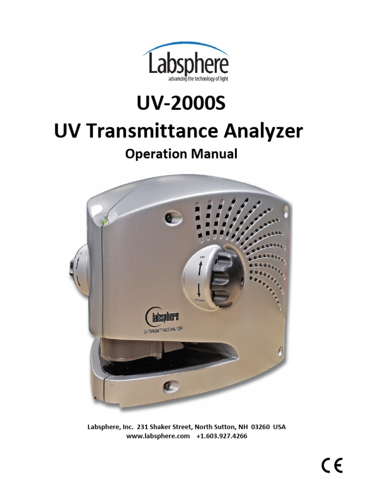 AQ-02755-000 - UV-2000S Operation Man Rev09 | PDF | Ultraviolet | Sunscreen