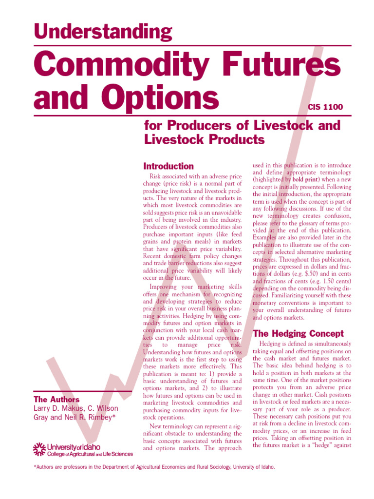 Livestock Futures and Options Guide | PDF | Put Option | Futures Contract