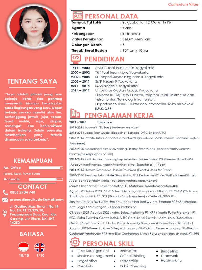 CV Pramesti Nurul Huda | PDF