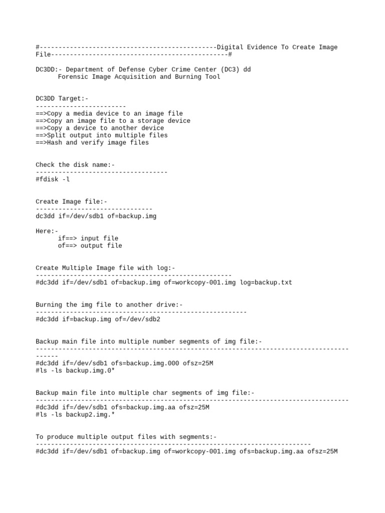 Lecture-6 Part 2 Linux-Digital-Evidence-To-Create-Image-File | PDF | Computer File | Backup
