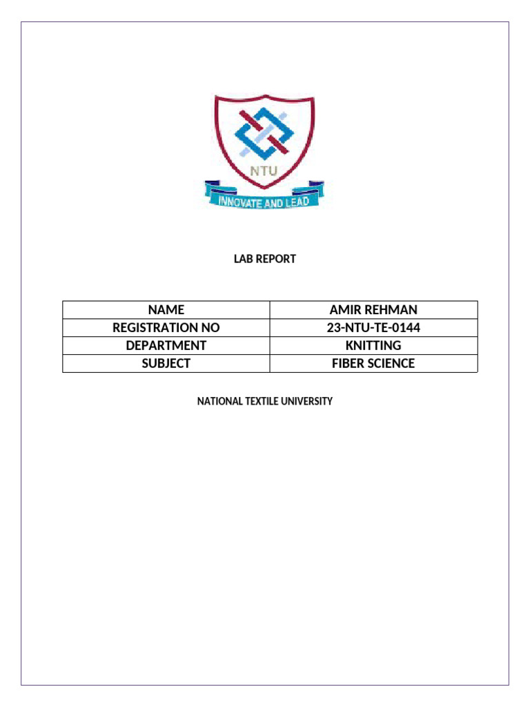 amir rehman fiber science lab 7 | PDF | Fibers | Textiles