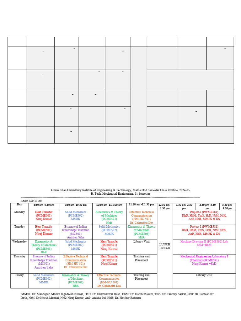 B Tech 5th Sem - Combined - Time Table | PDF | Academic Discipline Interactions | Engineering