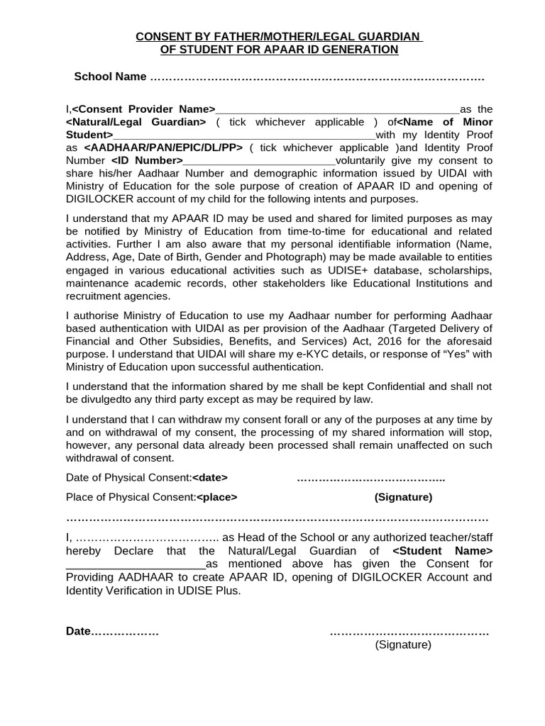 Consent_form_APAAR_Modified_Approved | PDF | Justice | Crime & Violence