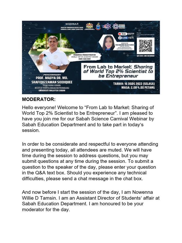 My Moderator Script 16 August 2022 | PDF