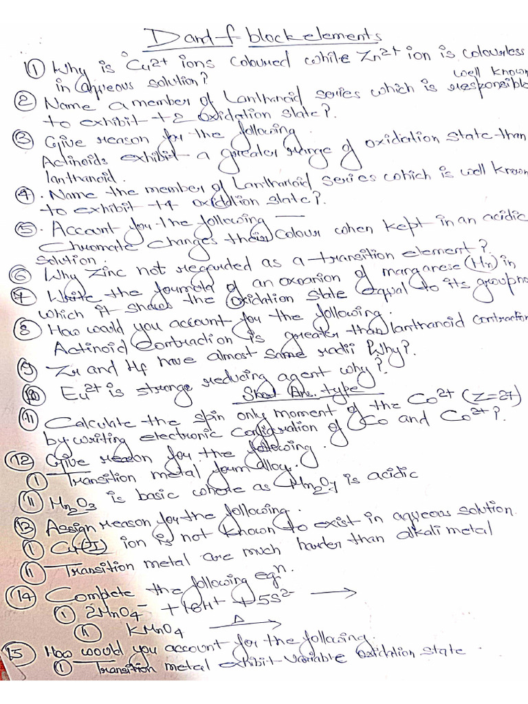 D and F Block Pyq | PDF