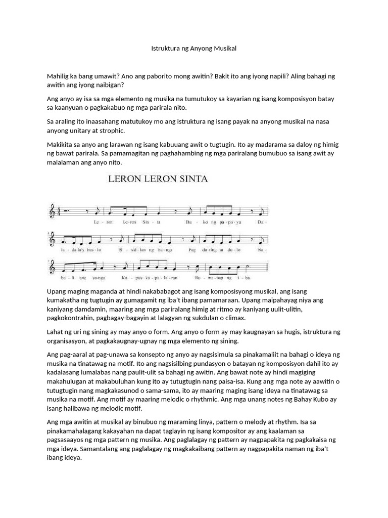 Istruktura ng Anyong Musikal | PDF